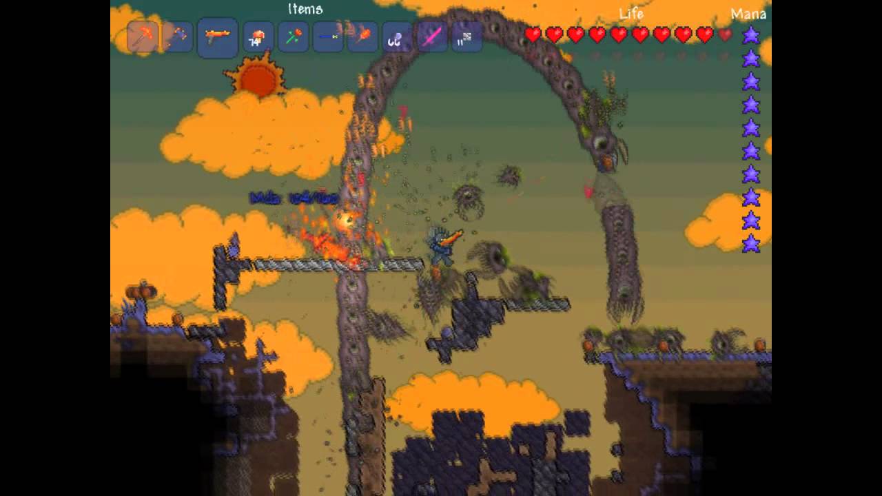 Terraria: Boss Fight: Eater of Worlds - YouTube