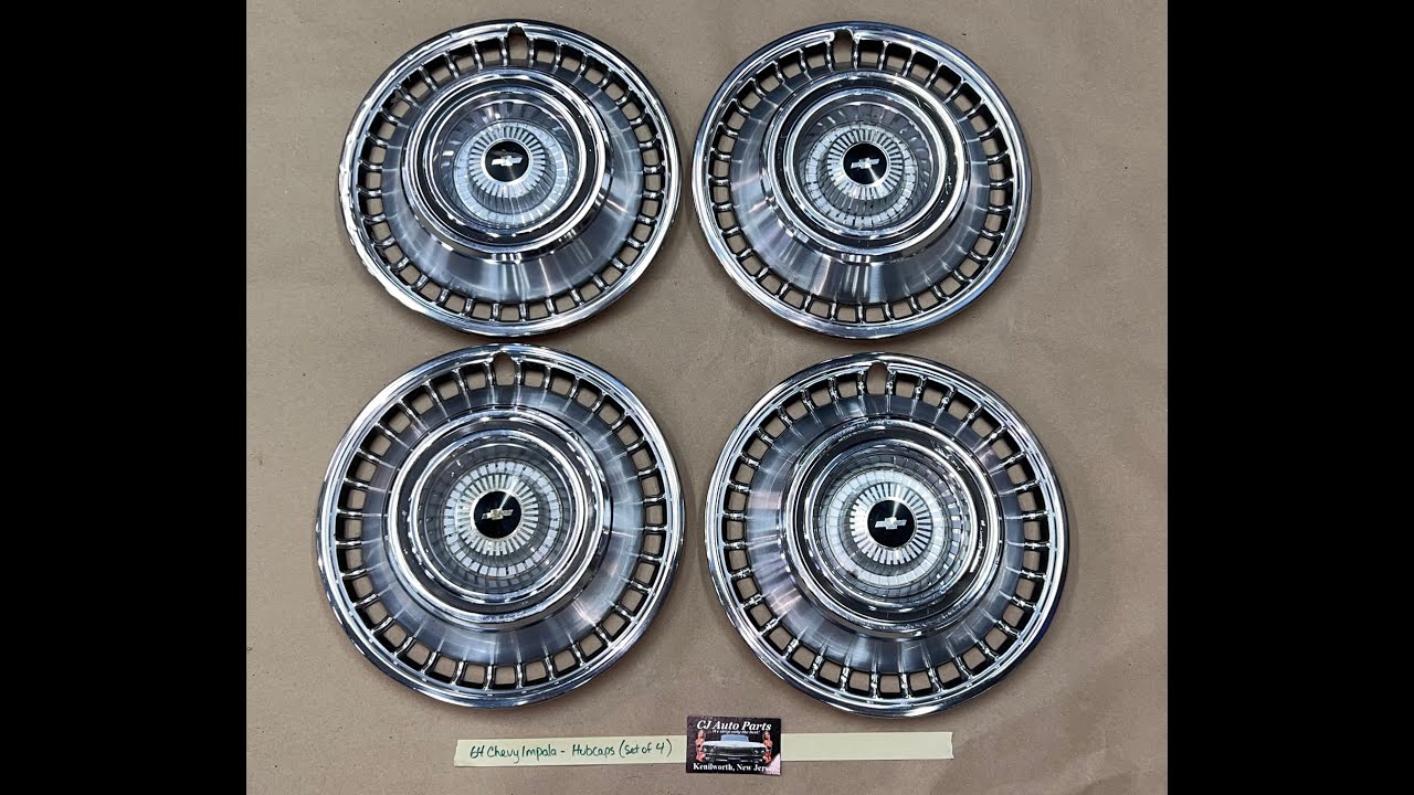 64 Chevy Impala Bel Air Biscayne 14" HUBCAPS WHEEL COVERS W/CENTER CAPS ...