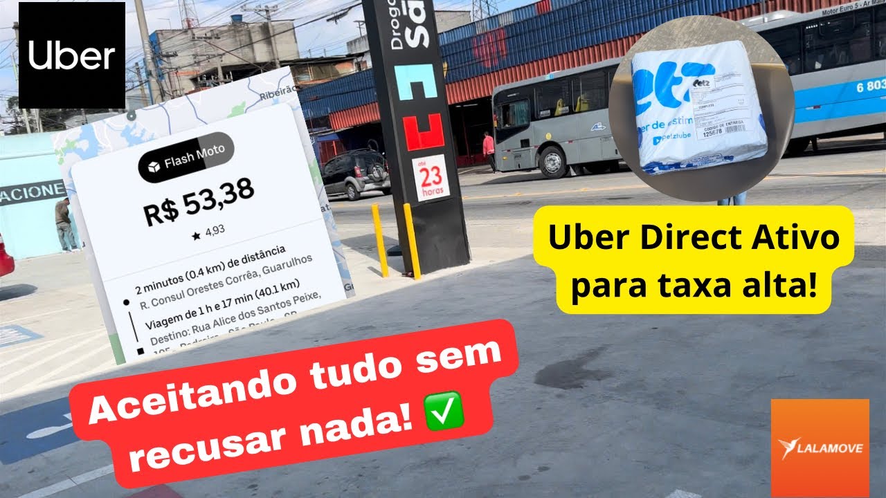 Aceitando tudo na Uber Flash com Uber Direct ativado O segredo para subir a taxa da Uber! - YouTube