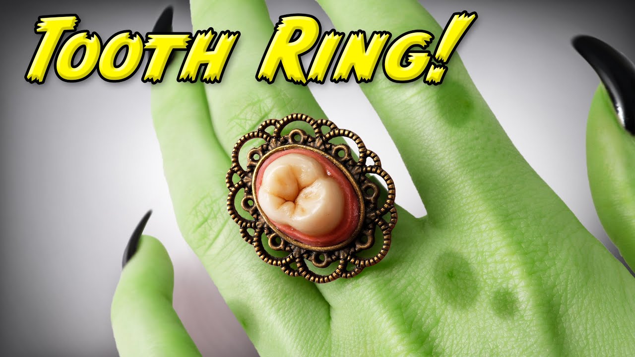 DIY Polymer clay Human Tooth Rings Tutorial 🎃👻 - YouTube