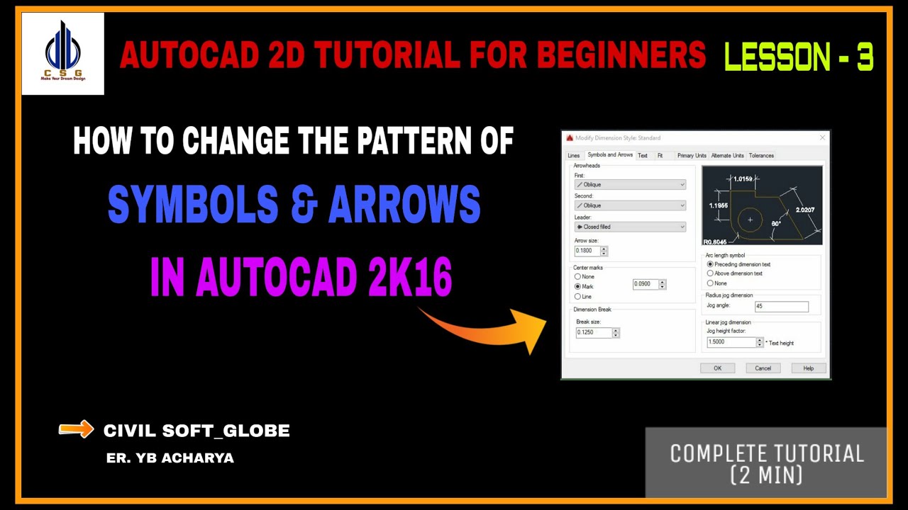 HOW TO CHANGE THE PATTERN OF SYMBOL ARROWS IN AUTOCAD SYMBOL HOW TO CHANGE THE PATTERN OF SYMBOL ARROWS IN AUTOCAD SYMBOL