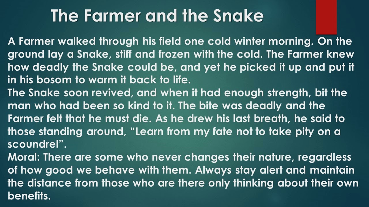 The Farmer and the snake story audiobook - YouTube
