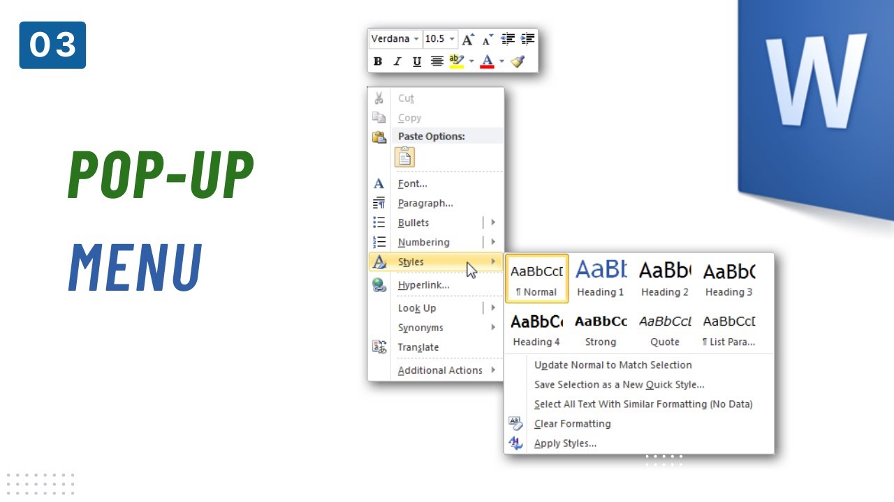 Pop-up Menu Trong Word - 5 Phút Học Word - YouTube