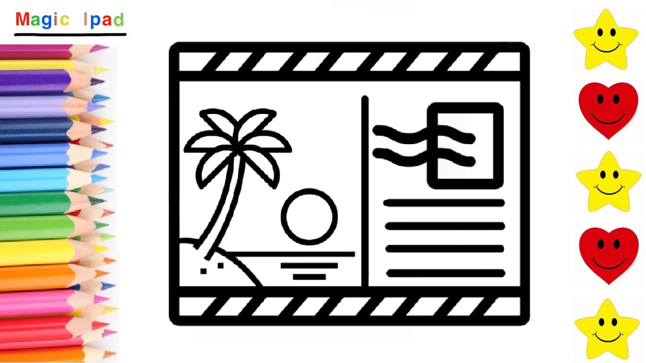 Como dibujar una POSTAL DE PLAYA | dibujos niños 💓⭐ How to draw a BEACH ...