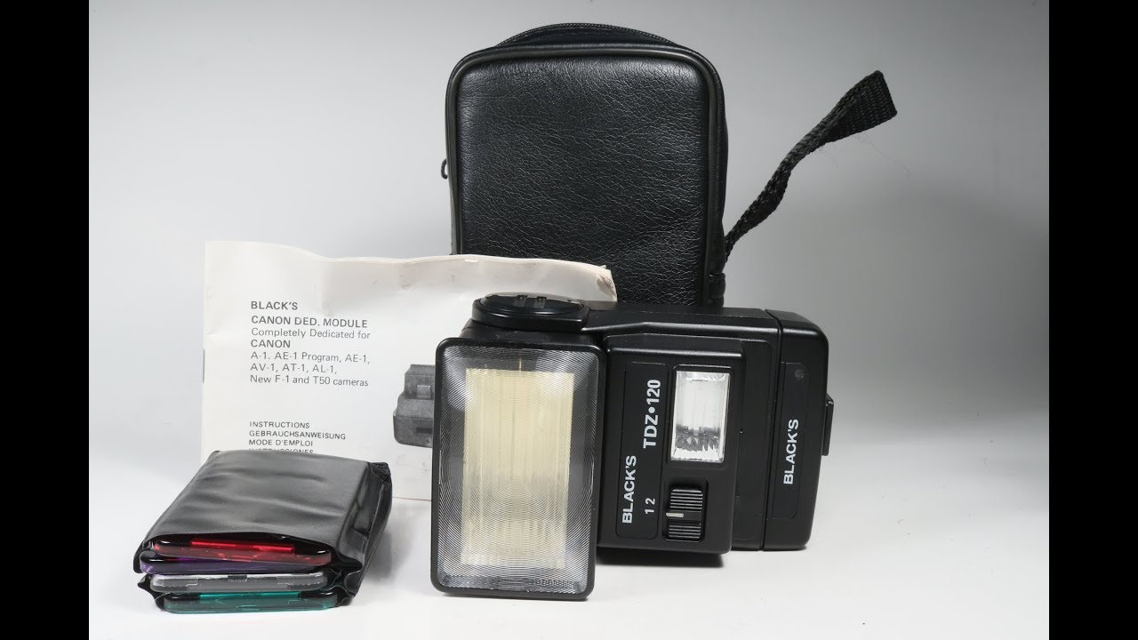 Black's TDZ-120 Electronic Flash for Canon (older film cameras) - YouTube