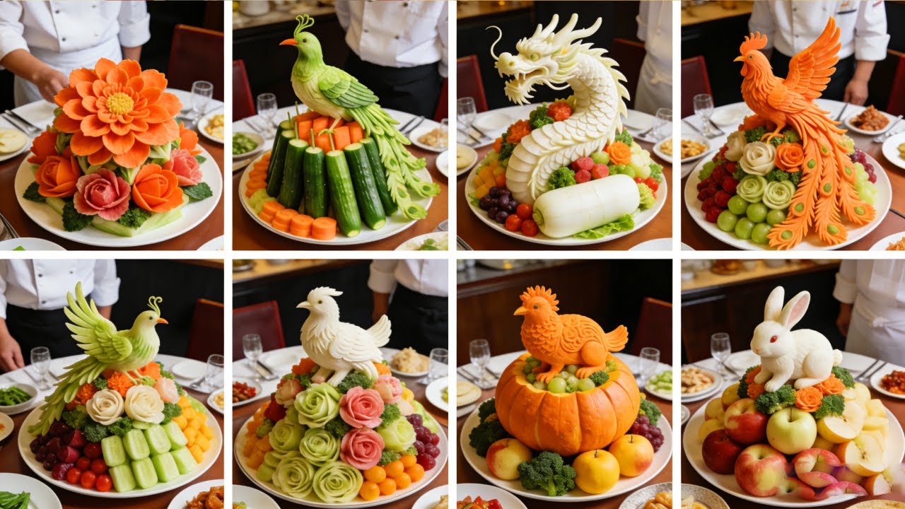 Radish Carving Artist Create Stunning Garnishes in Minutes - YouTube