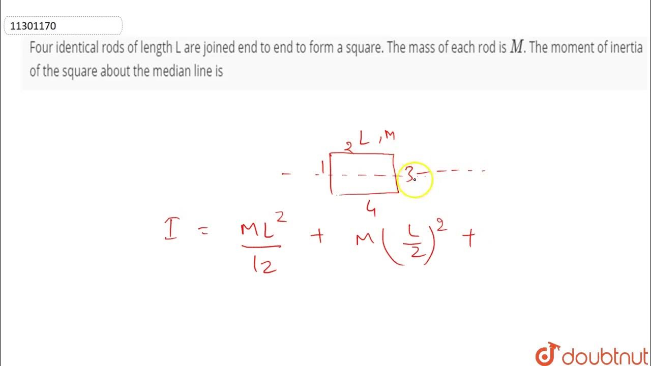 Four identical rods are joined end to end to form a square. The mass of ...