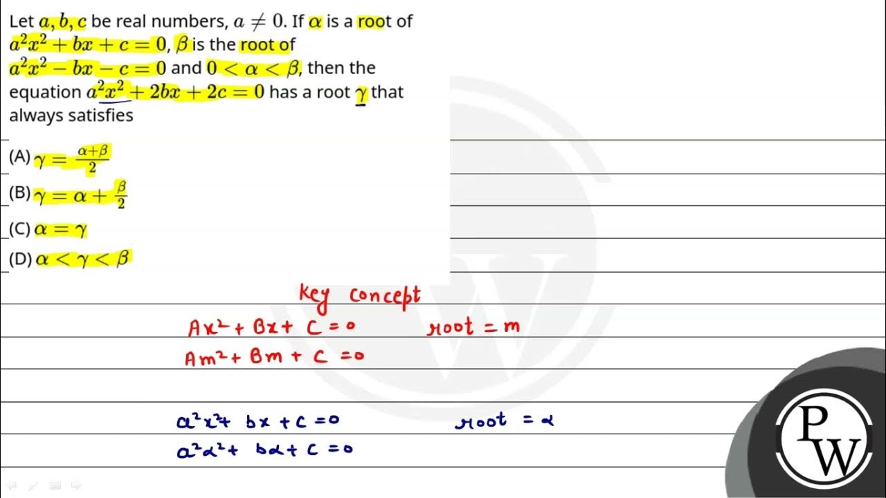 Let \\(a, b, c\\) be real numbers, \\(a \\neq 0\\). If \\(\\alpha\\) is a root of \\(a^2 x^2+b x ...