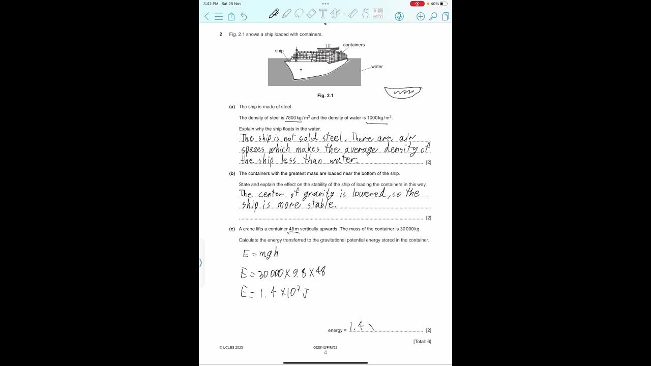 FULL MARK SCHEME - Cambridge iGCSE Physics Paper 4 Theory (Extended ...