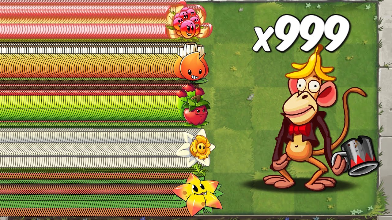 PvZ 2 Challenge - Every 100 Plant vs 999 Zombie Monkey - YouTube