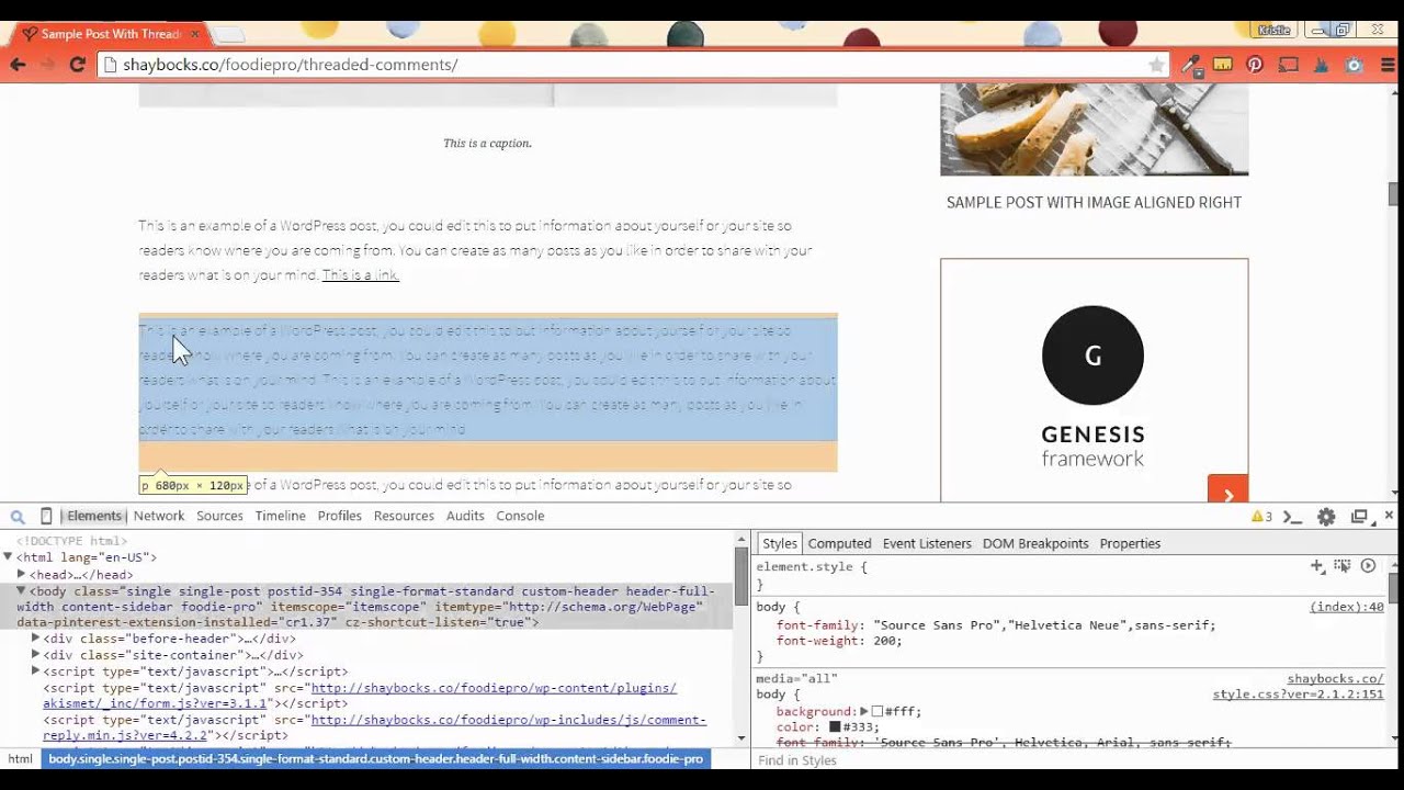 How to find the width of your blog post section. - YouTube