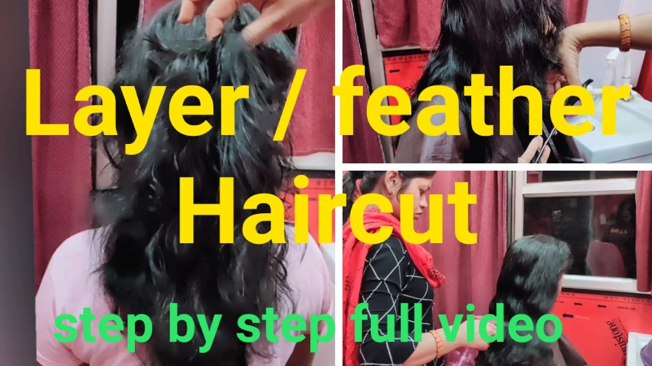 Step by step feather /layer haircut || Easy haircut in 5 mins || full ...