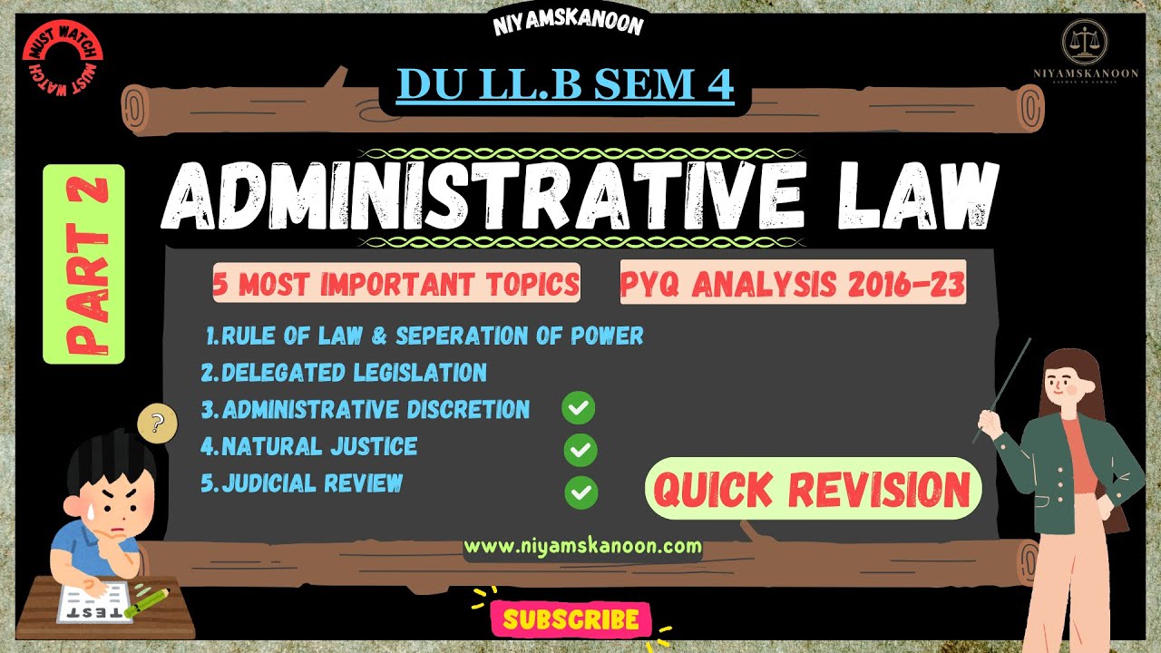 Administrative Law (5 most important topics) Part 2|| DU LLB Sem 4 exam || PYQs analysis ...