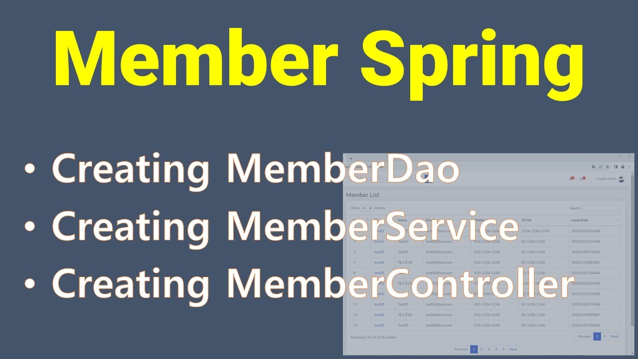 [MemberSpring - 02] Creating MemberDao, MemberService and MemberController - YouTube