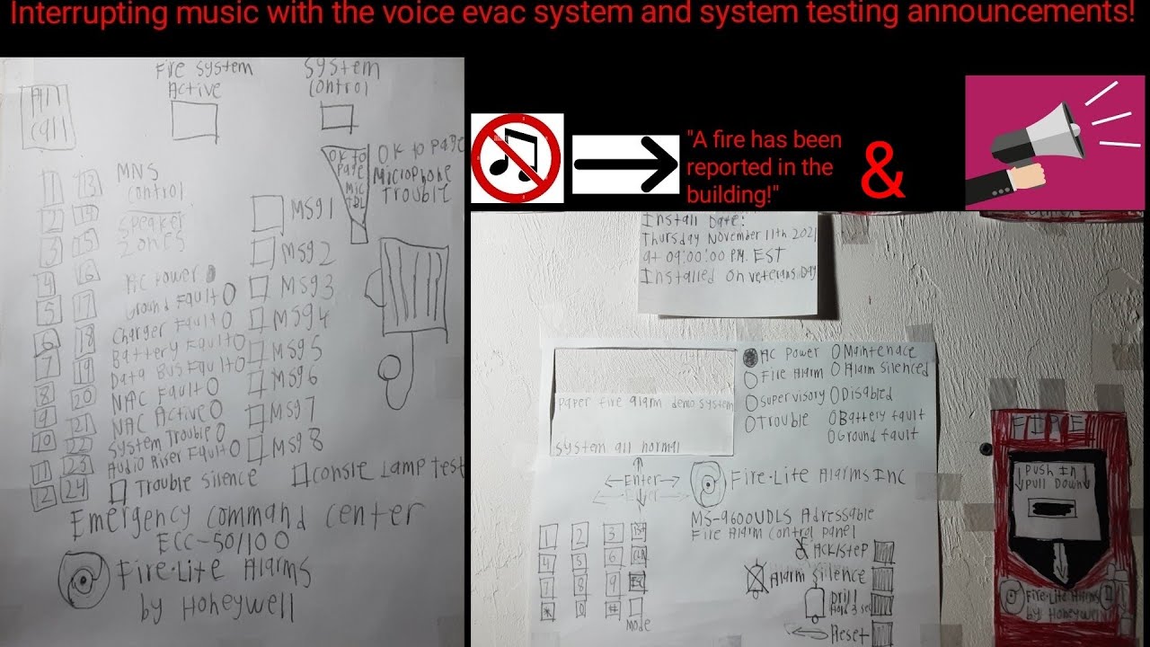 Paper Fire Alarm System Test 15. Interrupting music with the voice evac ...