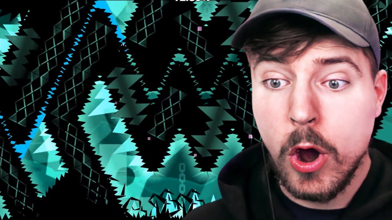 Mr Beast reacts to an IMPOSSIBLE Geometry Dash Level - YouTube