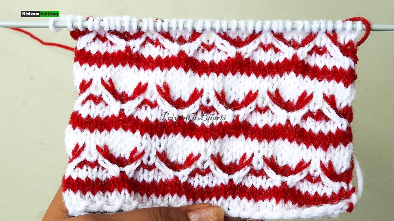 दो रंग की आसान बुनाई, Easy 2 Colours Knitting Pattern | Nisixomknitting ...