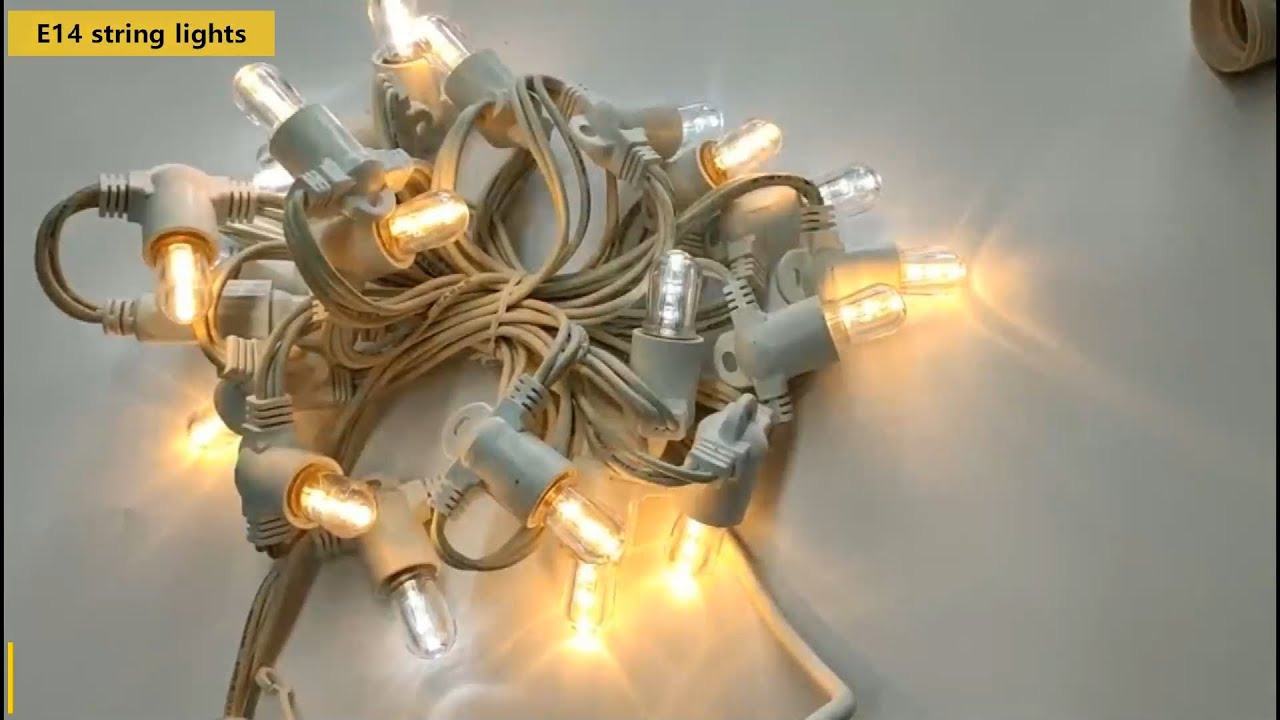 wendadeco 230V 5m 25bulbs outdoor colorful e14 bulb string lights - YouTube