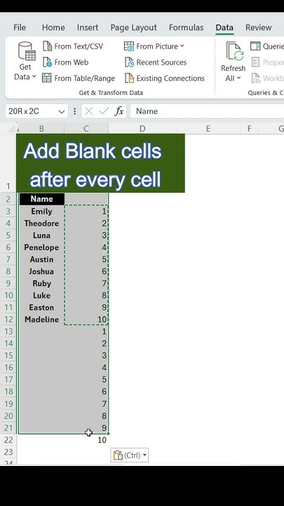 Add Blank Cells After Every Cell #excel #exceltips #exceltricks #exceltutorial - YouTube