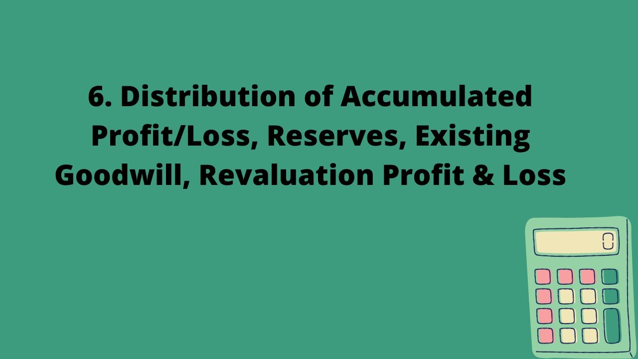 6. Distribution of Accumulated Profit/Loss, Reserves, Existing Goodwill ...
