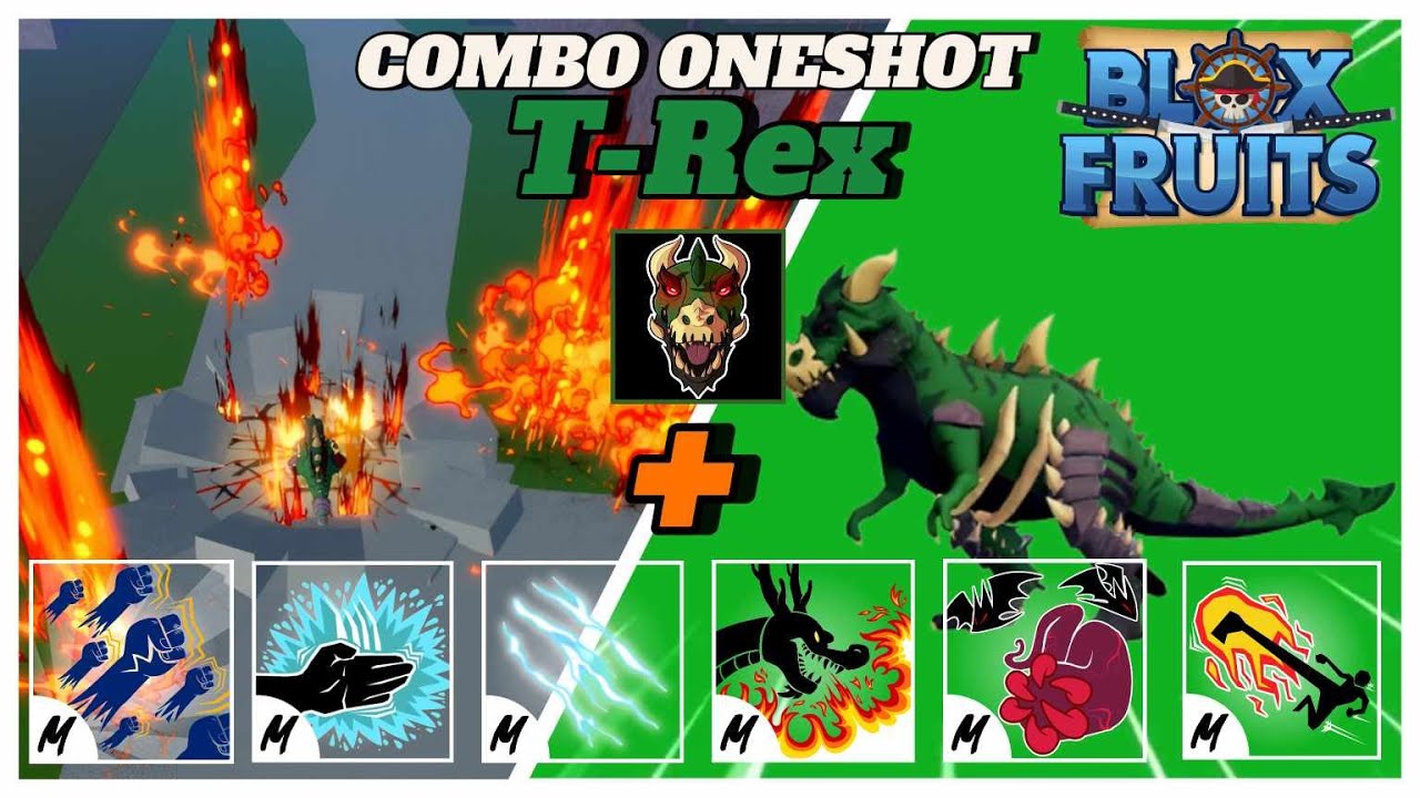 Blox Fruits | T-Rex Combo One Shot With All Melee !! - YouTube
