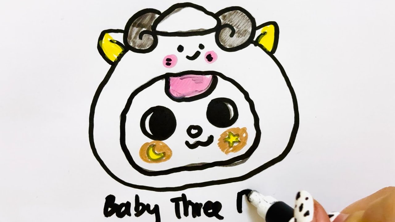 Vẽ baby Three Cung Bạch Dương| How to draw baby three#drawing # ...