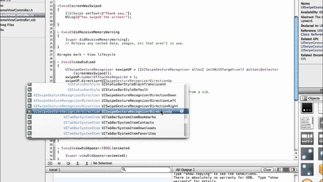 UISwipeGestureRecognizer Tutorial (Detecting swipes on the iPhone) - YouTube