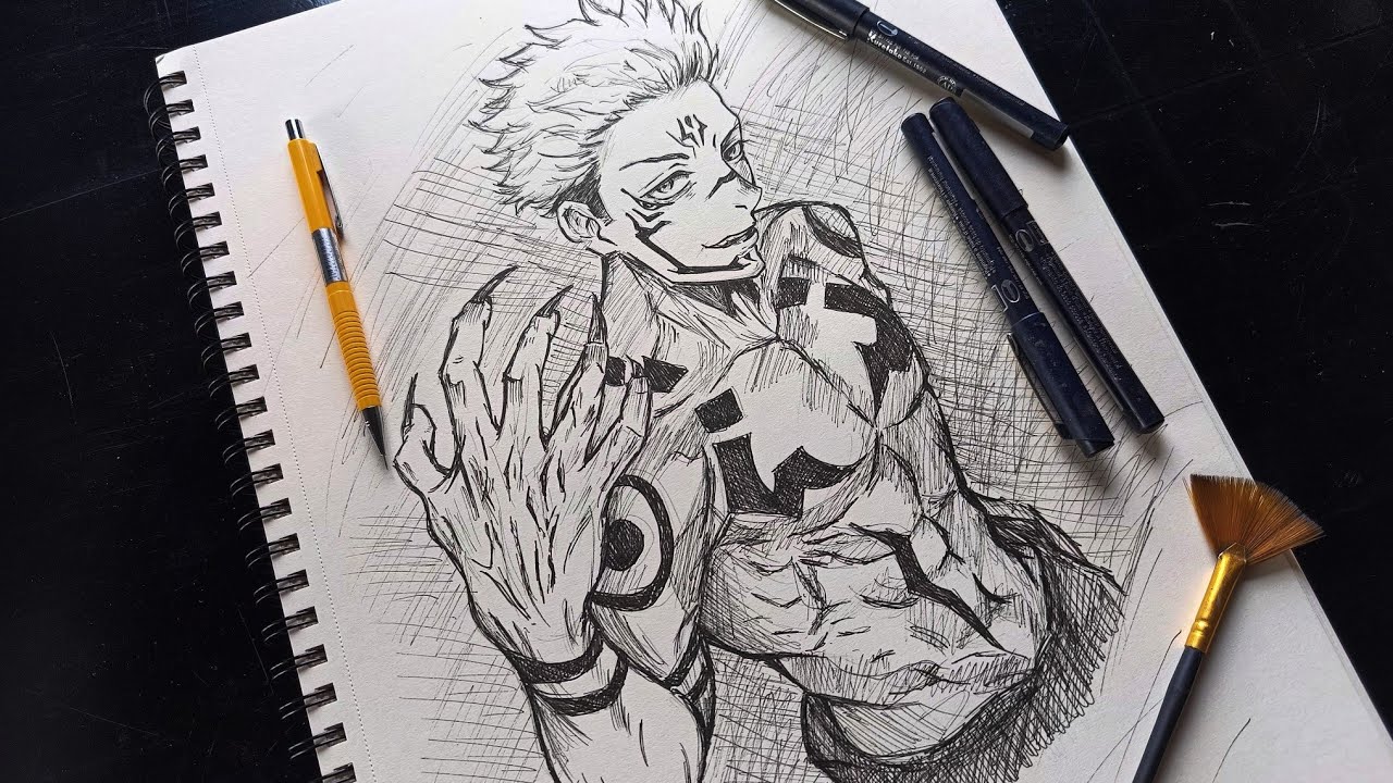 Sukuna Drawing|| Sukuna Full Body Drawing|| Sukuna From Jujutsu Kaisen ...