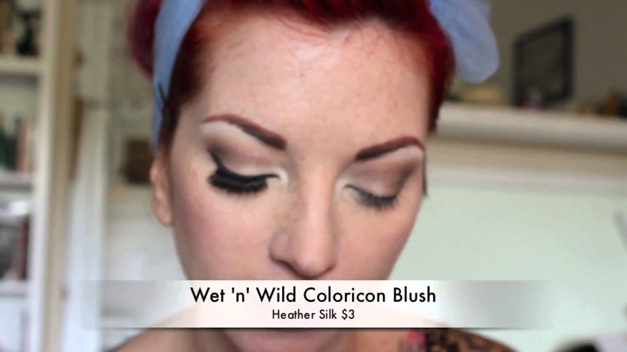 Drugstore vintage pinup makeup tutorial by CHERRY DOLLFACE - YouTube