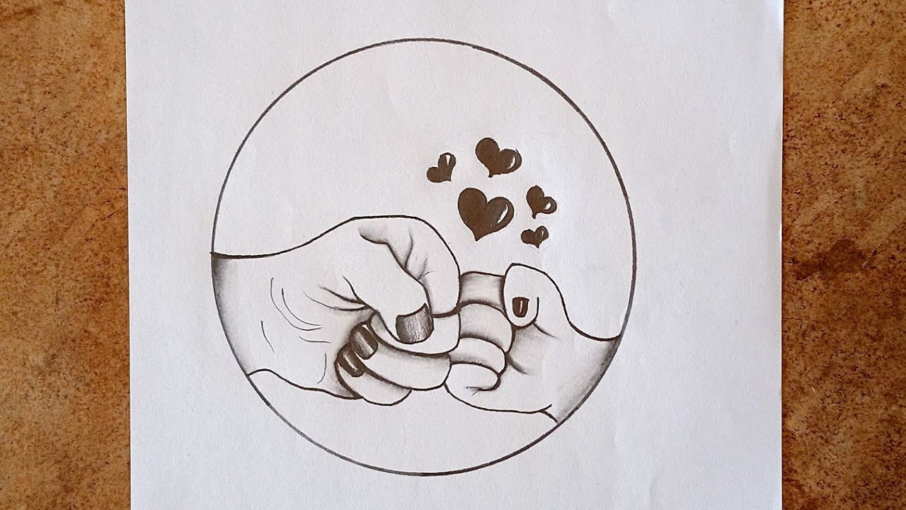 Father love 💓 drawing easy|how to draw father hand holding child hand ...