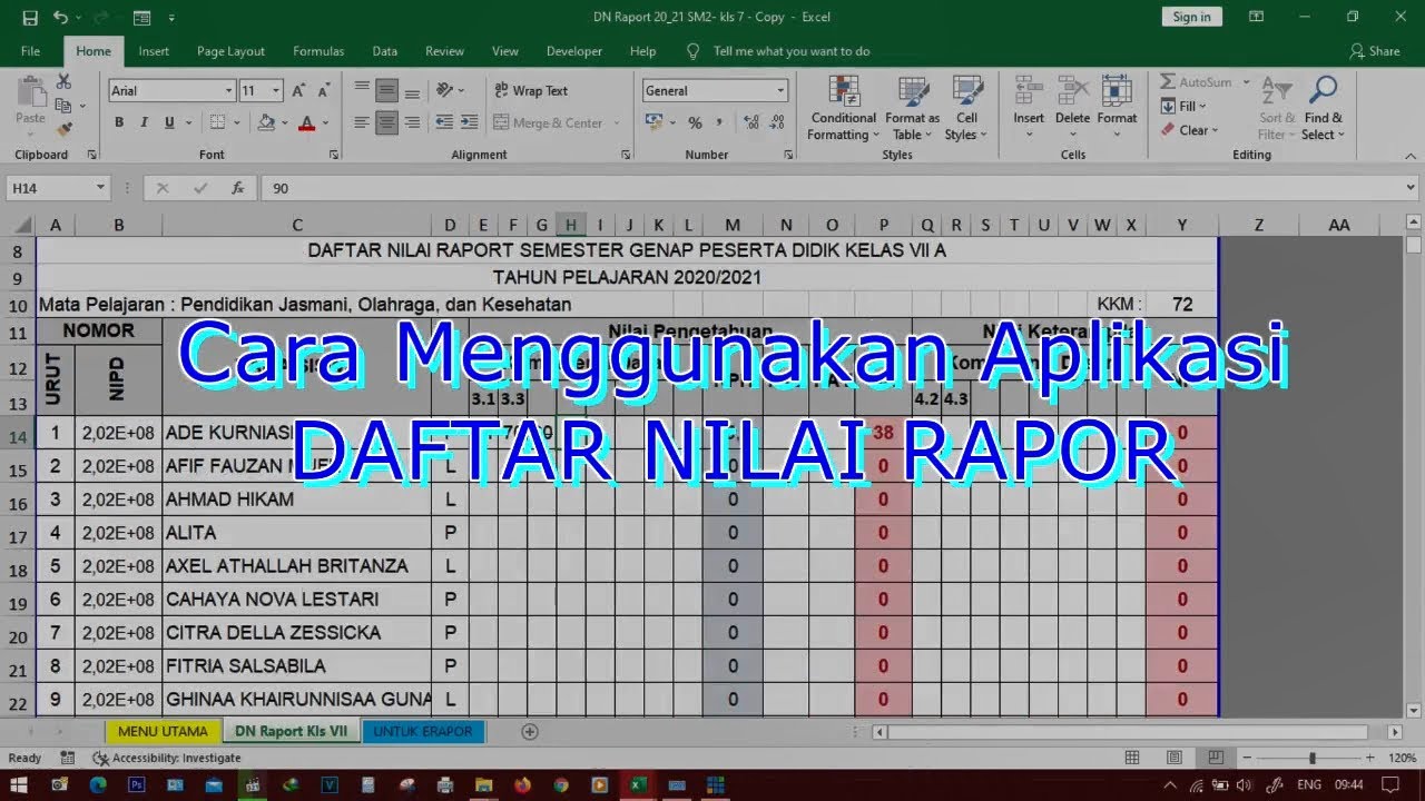 APLIKASI DAFTAR NILAI RAPOR UNTUK E RAPOR - YouTube