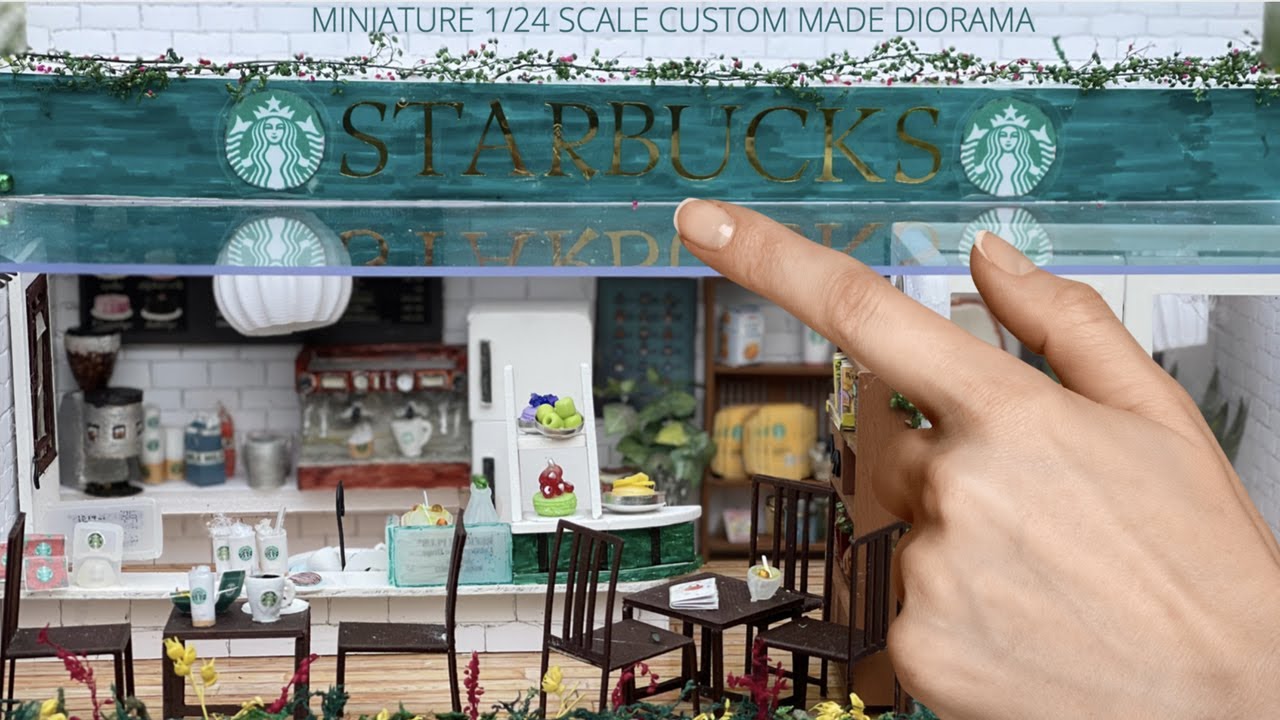 How to make a MINIATURE 124 SCALE STARBUCKS DIORAMA - YouTube