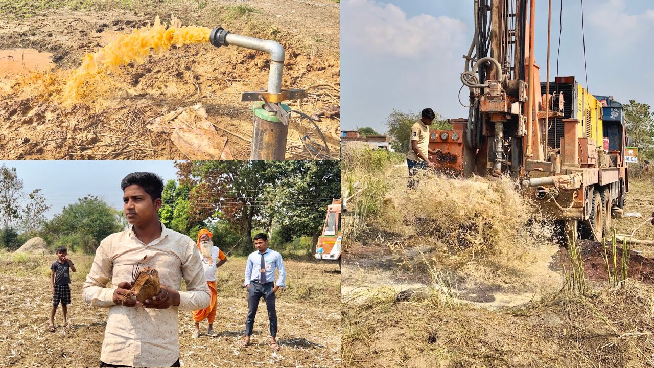 Borewell Drilling With Coconut water checking Method | 20 Hp Motor 130 ...