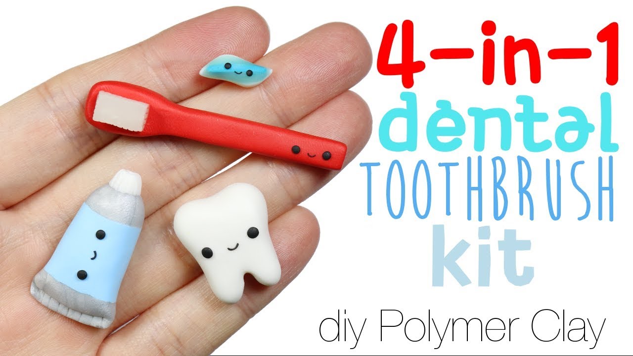 How to DIY Cute/Kawaii Dental Toothbrush Kit Polymer Clay Tutorial ...