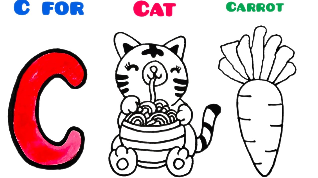 #cat🐈 learn alphabet C with cat and carrot drawing. carrot.cat alphabet ...