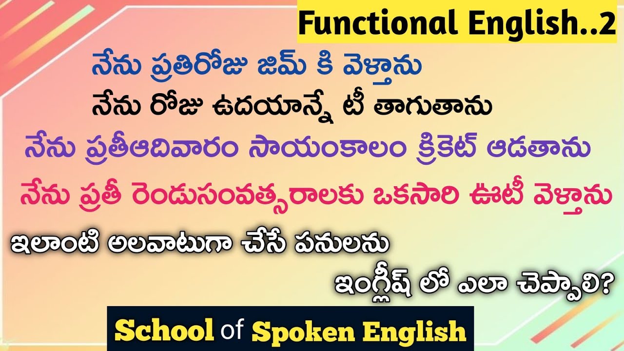 అలవాటుగా చేసే పనులను ఇంగ్లీష్ లో ఎలా చెప్పాలి?... functional English..2 ...