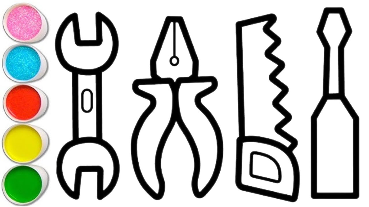 Repairing tool kit drawing and coloring for kids and toddlers || easy ...