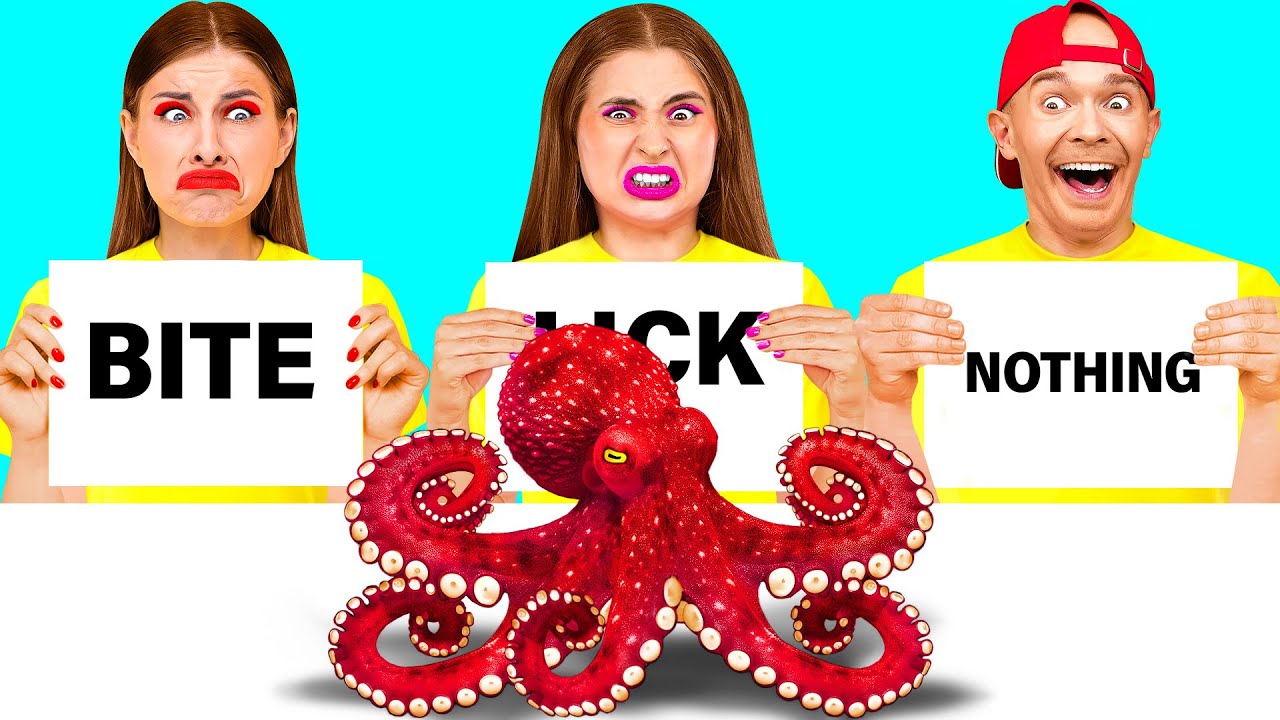 Bite, Lick or Nothing Challenge | Food Battle by Happy Fun - YouTube