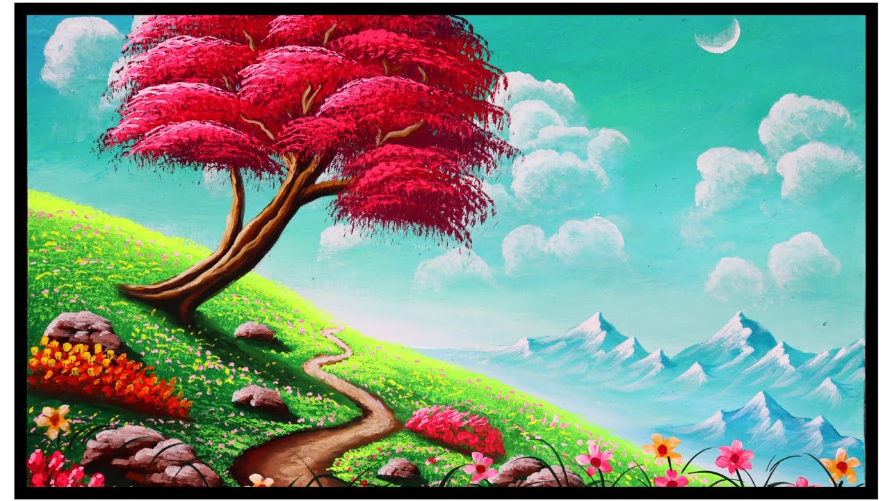 Beautiful Mountain Landscape nature drawing painting | painting 491 ...