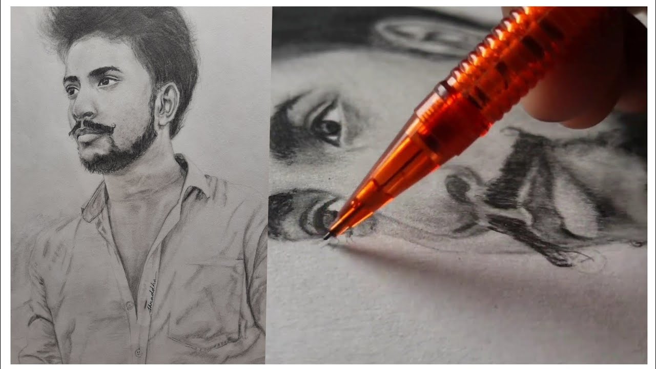 Man's portrait drawing using graphite pencil | Portrait drawing ...