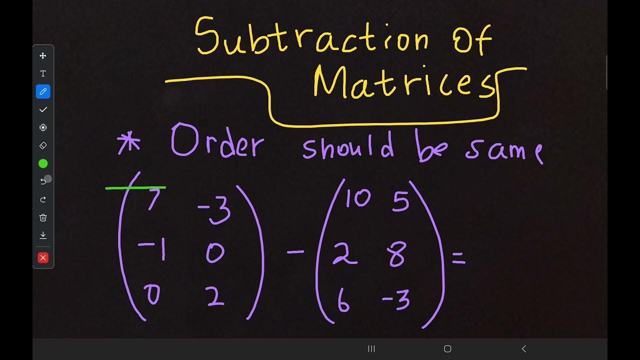 MATRICES 💢 | Subtraction of matrices | Square matrix | Order of Matrices | MATRIX 6️⃣ - YouTube
