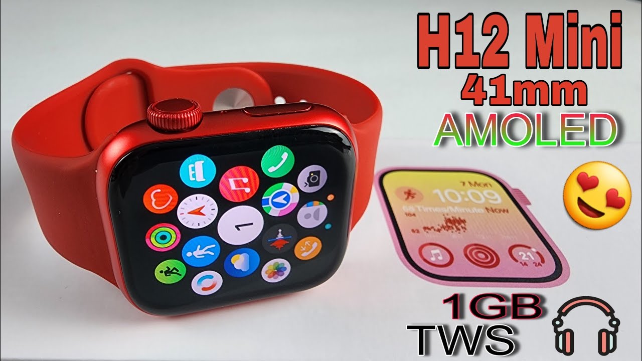 H12 Mini 41mm AMOLED 1GB+ TWS - YouTube