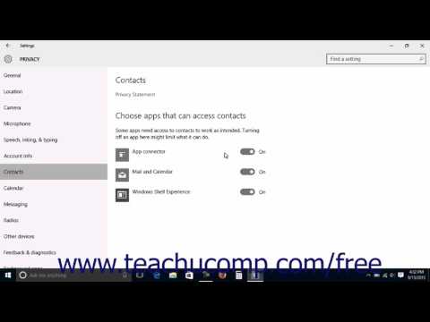 Windows 10 Tutorial Contacts Privacy Settings Microsoft Training - YouTube