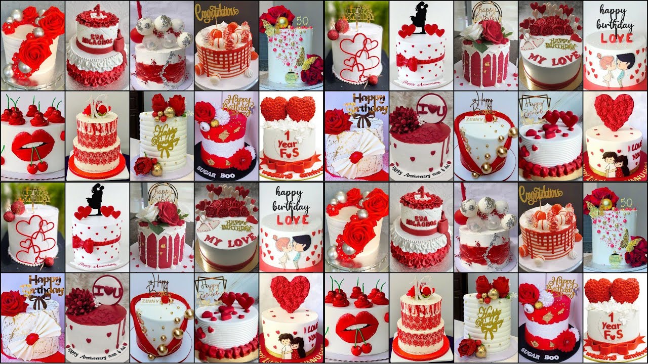 ️🤍Red & White Cake Designs Ideas 2024/Red Velvet Cake Design/Red Colour ...