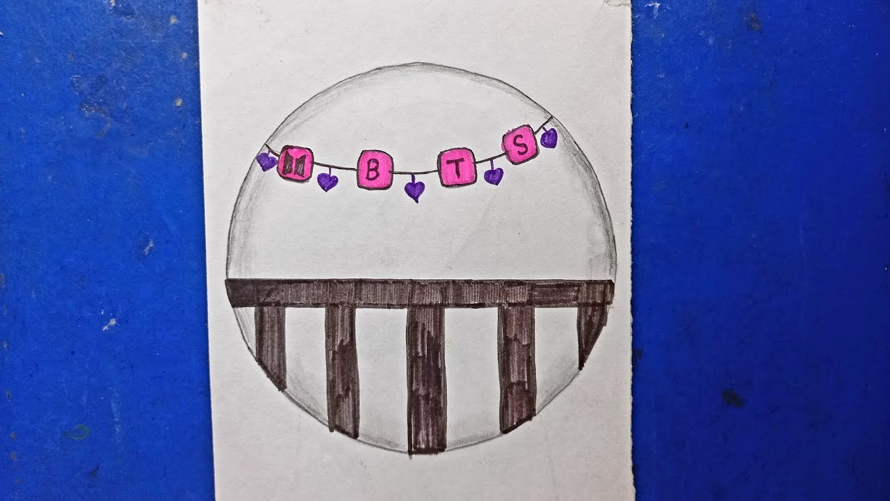 How to draw a cute Bts batch in circle (easy) --- step by step || Rimi ...