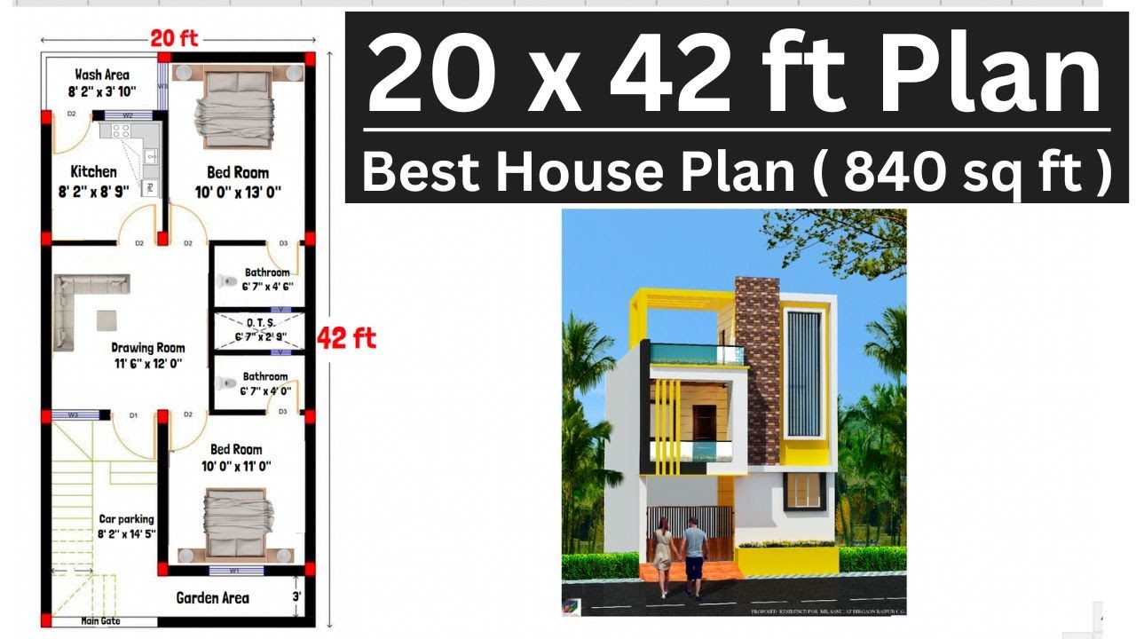 20 x 42 House Plan | 20x42 House Design | 20x42 Ghar ka Naksha | East ...