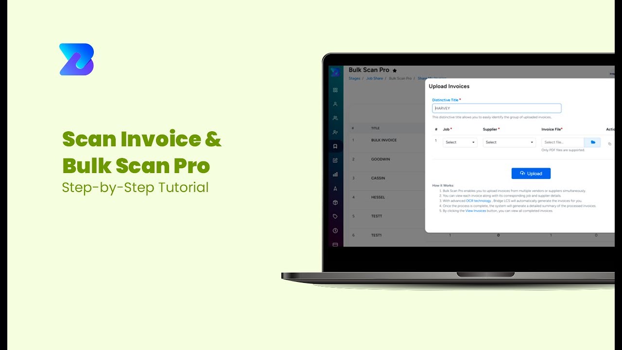 Scan Invoice and Bulk Scan PRO in BridgeLCS!! - YouTube