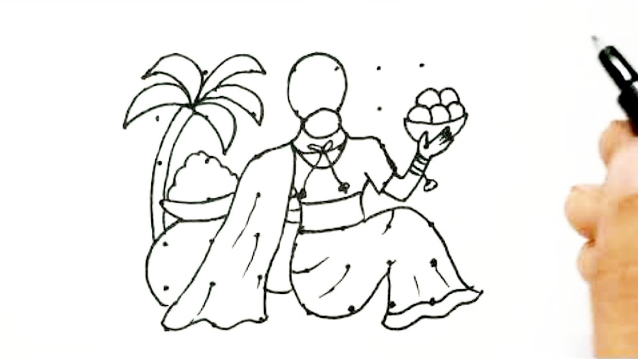 Sankranti festival drawings easy || sankranti drawing with 7*7 dots ...