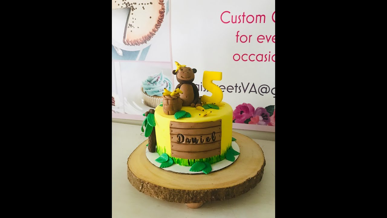 Decoracion Pastel de mono/ Monkey cake decorating idea - YouTube