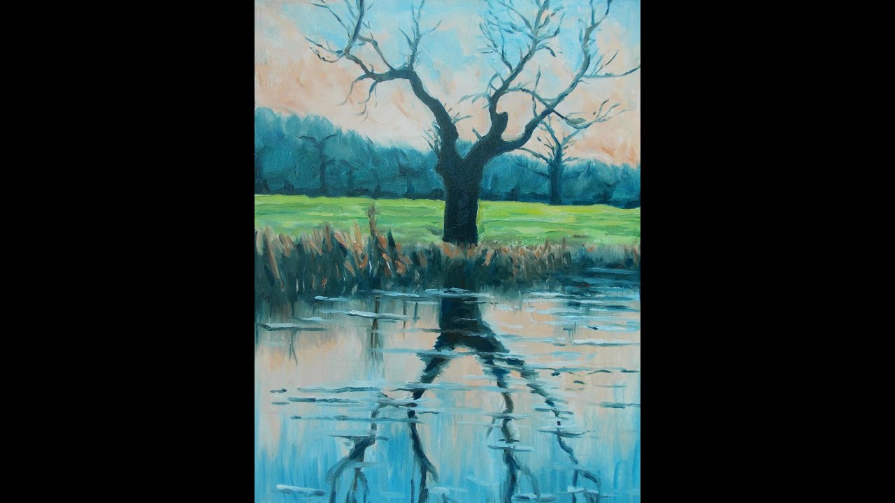 Paint a Riverside Tree Step by Step with 5 Oil Colors - YouTube